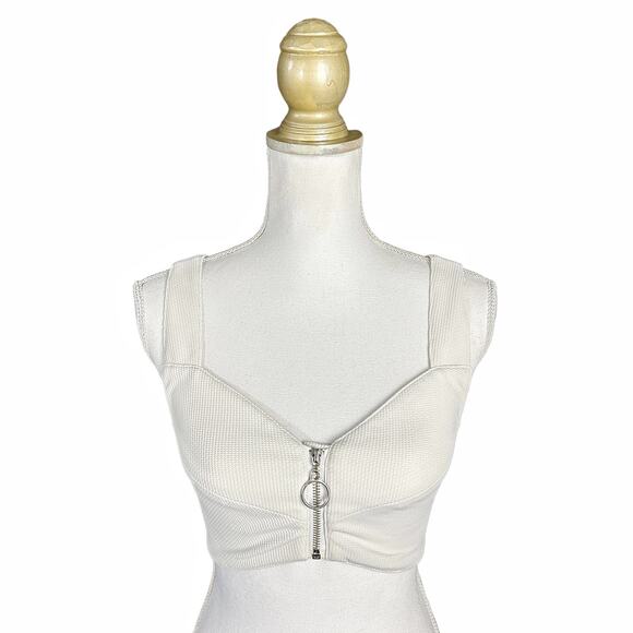 UNIF | Tops | Unif Zip Front Corsetstyle Crop Tank Offwhite S | Poshmark